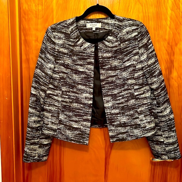 Kasper | Jackets & Coats | Cute Black White Kasper P Suit Jacket Slit ...